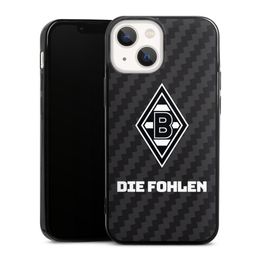 DeinDesign iPhone 13 Mini Handy Slim Case extra d&uuml;nn Silikon Handyh&uuml;lle schwarz H&uuml;lle Borussia M&ouml;nchengladbach Carbon Gladbach Silikon Slim Case