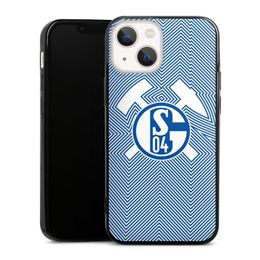 DeinDesign iPhone 13 Mini Handy Slim Case extra d&uuml;nn Silikon Handyh&uuml;lle schwarz H&uuml;lle Bundesliga Stripes Fc Schalke 04 Silikon Slim Case