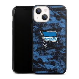 DeinDesign iPhone 13 Mini Handy Slim Case extra d&uuml;nn Silikon Handyh&uuml;lle schwarz H&uuml;lle Flag Hertha Bsc Logo Silikon Slim Case