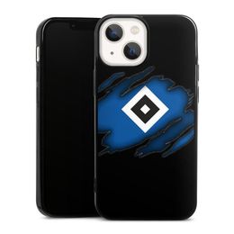 DeinDesign iPhone 13 Mini Handy Slim Case extra d&uuml;nn Silikon Handyh&uuml;lle schwarz H&uuml;lle Official Licensed Product Hsv Hamburger Sv Silikon Slim Case