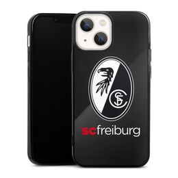 DeinDesign iPhone 13 Mini Handy Slim Case extra d&uuml;nn Silikon Handyh&uuml;lle schwarz H&uuml;lle Sc Freiburg Lettering Logo Silikon Slim Case