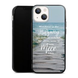 DeinDesign iPhone 13 Mini Handy Slim Case extra d&uuml;nn Silikon Handyh&uuml;lle schwarz H&uuml;lle Spruch Beach Statement Silikon Slim Case