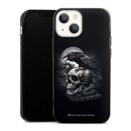 DeinDesign iPhone 13 Mini Handy Slim Case extra d&uuml;nn Silikon Handyh&uuml;lle schwarz H&uuml;lle Raven Skulls Skull Silikon Slim Case