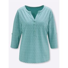 WITT Damen 3/4-Arm-Shirt mit krempelbaren &Auml;rmeln, ozean-bedruckt, Gr&ouml;&szlig;e 48