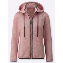WITT Damen Strickfleecejacke mit seitlichen Strick-Eins&auml;tzen, rosenholz-meliert, Gr&ouml;&szlig;e 40