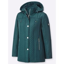 WITT Damen Steppjacke mit abnehmbarer Kapuze, petrol, Gr&ouml;&szlig;e 26