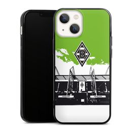 DeinDesign iPhone 13 Mini Handy Slim Case extra d&uuml;nn Silikon Handyh&uuml;lle schwarz H&uuml;lle Merchandise Borussia M&ouml;nchengladbach Stadium Silikon Slim Case