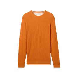 Tom Tailor Herren Strickpullover mit Struktur, orange, Meliert, Gr. XXL