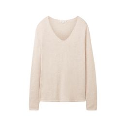 Tom Tailor Damen Pullover mit V-Ausschnitt, braun, Meliert, Gr. XXL