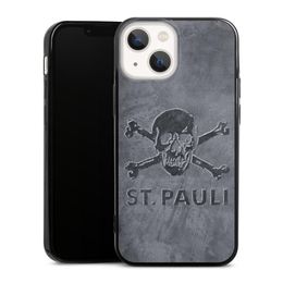 DeinDesign iPhone 13 Mini Handy Slim Case extra d&uuml;nn Silikon Handyh&uuml;lle schwarz H&uuml;lle Logo Fc St. Pauli Concrete Silikon Slim Case