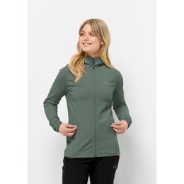 Fleecejacke Jack Wolfskin "BAISELBERG HOODED FZ W" Gr. XXL (48), grün (hedge, grün) Damen Jacken