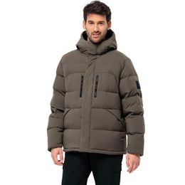 Daunenjacke Jack Wolfskin "ROEMERTOR JKT M", Herren, Gr. XXXL, braun (cold coffee), Obermaterial: 100% Polyamid. Futter: 100% Polyester. Wattierung: 90% Daunen, 10% sonstige Federn, sportlich, hoch geschlossener Ausschnitt, Langarm, Jacken, mit Kapuze