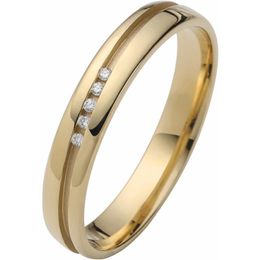 Trauring Firetti "Schmuck Geschenk Gold 375 Hochzeit Ehering "LIEBE"" Fingerringe Gr. 16,5, 0,025 ct SI = kleine Einschlüsse mit Brillanten, Gelbgold 375, 3,5mm, goldfarben (gelbgoldfarben) Made in Germany, wahlweise mit oder ohne Brillanten