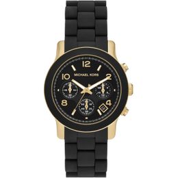 Chronograph Michael Kors "RUNWAY, MK7385" Armbanduhren schwarz Damen Quarzuhr, Armbanduhr, Damenuhr, Stoppfunktion, Edelstahlarmband