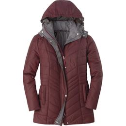 Damen Steppjacke mit Kontrastfutter bordeaux-grau, Gr&ouml;&szlig;e 48