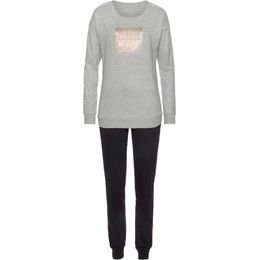 Vivance Dreams by Lascana Damen Pyjama, graumeliert/schwarz, Gr&ouml;&szlig;e 32/34