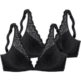 petite fleur by Lascana Damen Bralette-BH, 2xschwarz, Gr&ouml;&szlig;e 75B