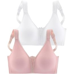 petite fleur by Lascana Damen Soft-BH, rosa+wei&szlig;, Gr&ouml;&szlig;e 100D