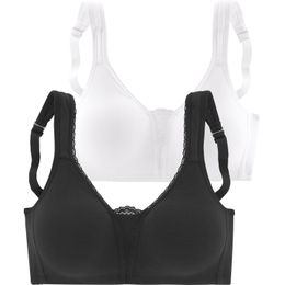 petite fleur by Lascana Damen Soft-BH, schwarz+wei&szlig;, Gr&ouml;&szlig;e 110B