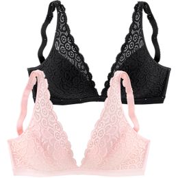 petite fleur by Lascana Damen Bralette-BH, puder+schwarz, Gr&ouml;&szlig;e 85B