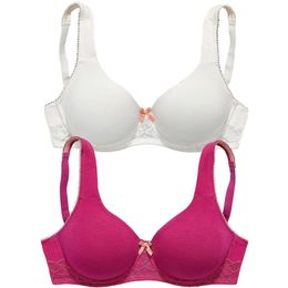 Nuance by Lascana Damen T-Shirt-BH, beere + creme, Gr&ouml;&szlig;e 80D