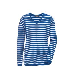 GOLDNER Pullover Damen Gr&ouml;&szlig;e M/L dunkelblau / wei&szlig;