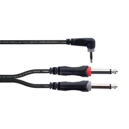 Cordial EY 1,5 WRPP - Y-Adapter - Plug 3,5 stereo rectangular - 2x Plug 6,3 mono - schwarz