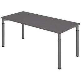 Hammerbacher YS19 höhenverstellbarer Schreibtisch grafit rechteckig, 4-Fuß-Gestell grau 180,0 x 80,0 cm