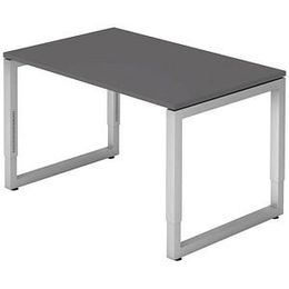 Hammerbacher RS12 höhenverstellbarer Schreibtisch grafit rechteckig, O-Fuß-Gestell silber 120,0 x 80,0 cm