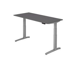 Hammerbacher XBHM19 elektrisch höhenverstellbarer Schreibtisch grafit rechteckig, C-Fuß-Gestell silber 180,0 x 80,0 cm