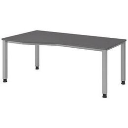 Hammerbacher QS18 höhenverstellbarer Schreibtisch grafit Trapezform, 4-Fuß-Gestell silber 180,0 x 80,0/100,0 cm