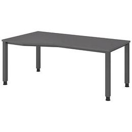 Hammerbacher QS18 höhenverstellbarer Schreibtisch grafit Trapezform, 4-Fuß-Gestell grau 180,0 x 80,0/100,0 cm