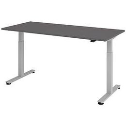 Hammerbacher XMST19 elektrisch höhenverstellbarer Schreibtisch grafit rechteckig, T-Fuß-Gestell silber 180,0 x 80,0 cm