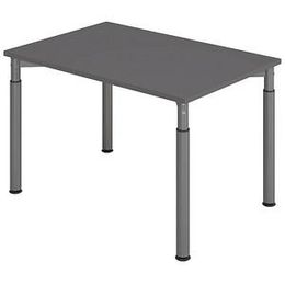 Hammerbacher YS12 höhenverstellbarer Schreibtisch grafit rechteckig, 4-Fuß-Gestell grau 120,0 x 80,0 cm