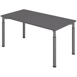 Hammerbacher YS16 höhenverstellbarer Schreibtisch grafit rechteckig, 4-Fuß-Gestell grau 160,0 x 80,0 cm