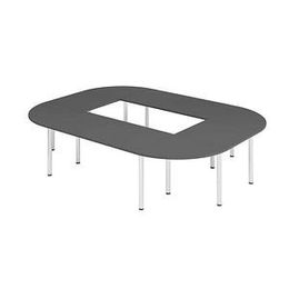 Hammerbacher Konferenztisch grafit oval, Rundrohr chrom, 320,0 x 240,0 x 72,0 - 74,0 cm