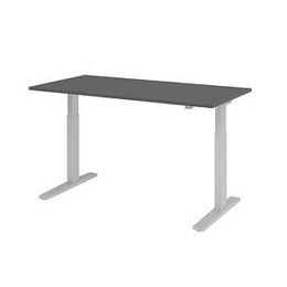 Hammerbacher XMKA16 elektrisch höhenverstellbarer Schreibtisch grafit rechteckig, C-Fuß-Gestell silber 160,0 x 80,0 cm