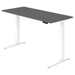 Hammerbacher XBHM19 elektrisch höhenverstellbarer Schreibtisch grafit rechteckig, C-Fuß-Gestell weiß 180,0 x 80,0 cm