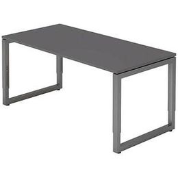 Hammerbacher RS16 höhenverstellbarer Schreibtisch grafit rechteckig, Kufen-Gestell grau 160,0 x 80,0 cm