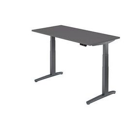 Hammerbacher XBHM16 elektrisch höhenverstellbarer Schreibtisch grafit rechteckig, C-Fuß-Gestell grau 160,0 x 80,0 cm