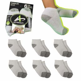 6 Paar Low-Cut-Sportsocken für Kinder 2-3 Jahre bis Gr. 28 grau weiß