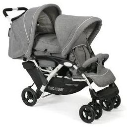 CHIC 4 BABY Geschwisterwagen CHIC4BABY "Duo, Melange grau" grau (melange grau-weiß) Baby Kinderwagen mit feststellbaren Doppelschwenk-Vorderrädern