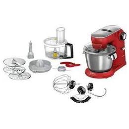 Bosch Küchenmaschine "Serie 8 MUM9A66R00, Gratis Set VeggieLove Plus MUZ9VLP1", rot (kirschrot), B:22cm H:31,7cm T:39,5cm, Küchenmaschinen, Knethaken/Rühr-/Silikonbesen spülmaschinenfest, rot/silber