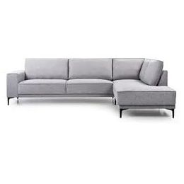 Ecksofa Places of Style "Oland" Sofas Gr. B/H/T: 289cm x 85cm x 210cm, Struktur weich, Ottomane rechts, grau (hellgrau) L-Form, im zeitlosem Design und hochwertiger Verarbeitung