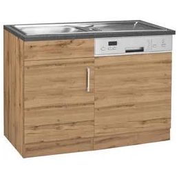 Spülenschrank KOCHSTATION "KS-Colmar", braun (wotaneiche), B:110cm H:85cm T:60cm, Holzwerkstoff, Schränke, 110 cm, Front und Sockelblende für teilintegrierten Geschirrspüler