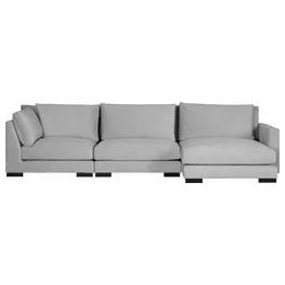 Ecksofa LeGer Home by Lena Gercke "Tvinna L-Form" Sofas Gr. B/H/T: 306cm x 76cm x 151cm, Samtoptik, Recamiere rechts, grau (hellgrau) Modulsofa, bestehend aus Eckteil, Recamiere und Mittelteil