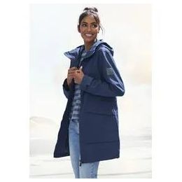 Regenjacke ELBSAND Gr. L (40), blau (marineblau) Damen Jacken mit großem Logoprint auf dem Rücken