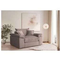 XXL-Sessel Home Affaire "Soft&Cosy" Sessel Gr. Cord, B/H/T: 151cm x 93cm x 123cm, grau (taupe) in Cord, inklusive Kissen