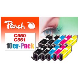 Peach 10er-Pack Tintenpatronen ersetzt Canon PGI-550, CLI-551