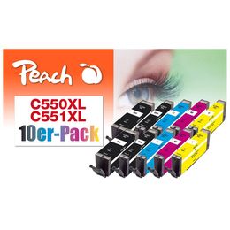 Peach 10er-Pack Tintenpatronen ersetzt Canon PGI-550XL, CLI-551XL